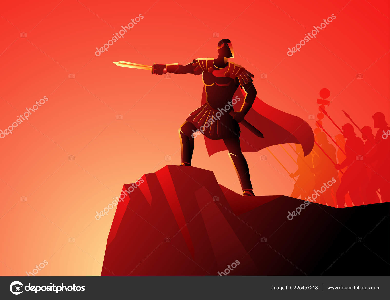 Vector Illustration Gaius Julius Caesar Standing Rock Commanding His ... Vector Illustration Gaius Julius Caesar Standing Rock Commanding His ...