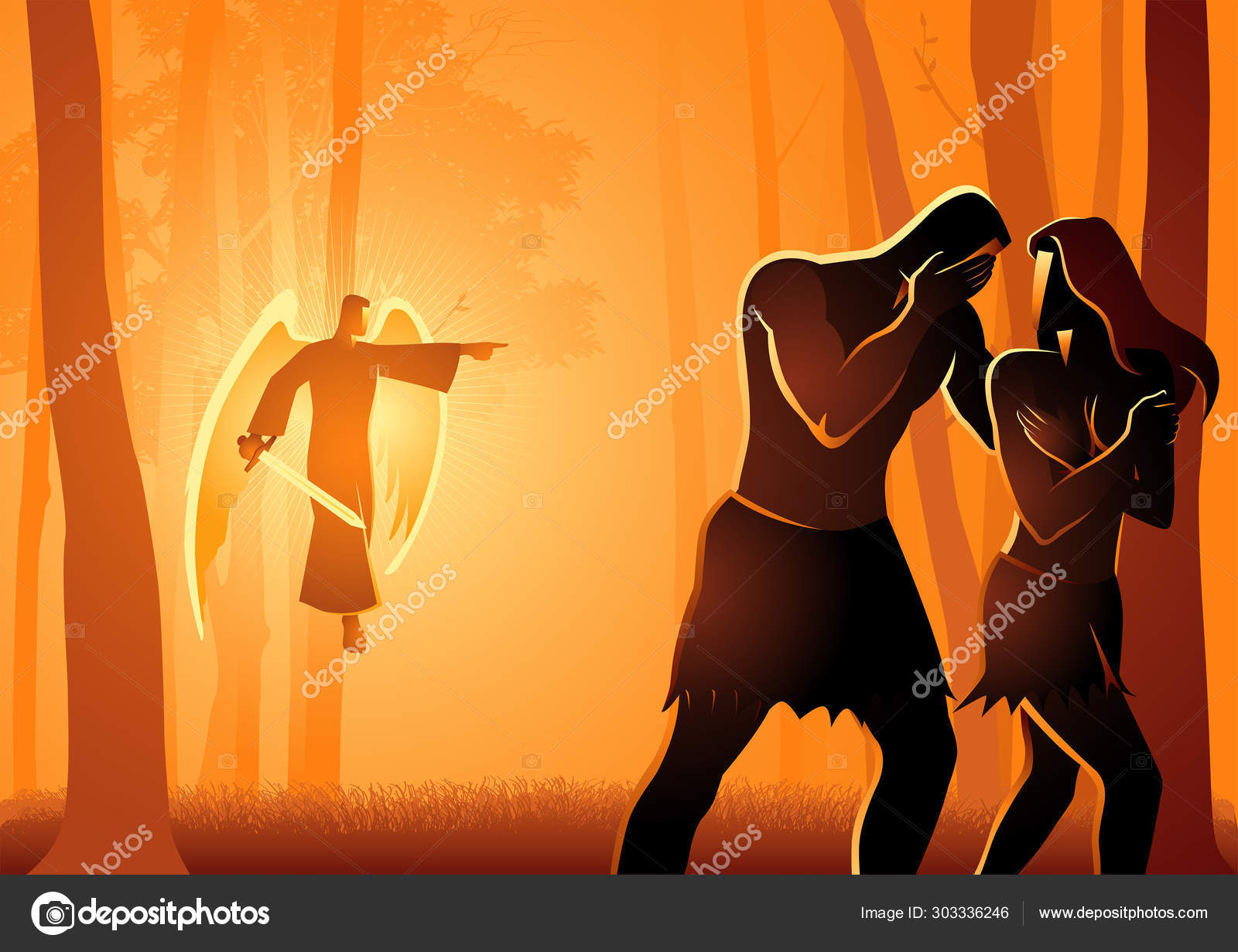 Adam and Eve Expelled From The Garden Stock Vector by ©rudall30 303336246 Adam and Eve Expelled From The Garden Stock Vector by ©rudall30 303336246