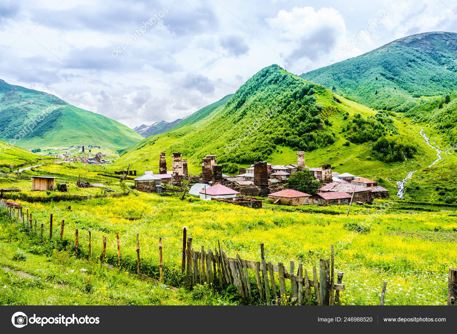 Ancient Defense Tower Ushguli Village Svanetia Georgia Stock Photo by ...