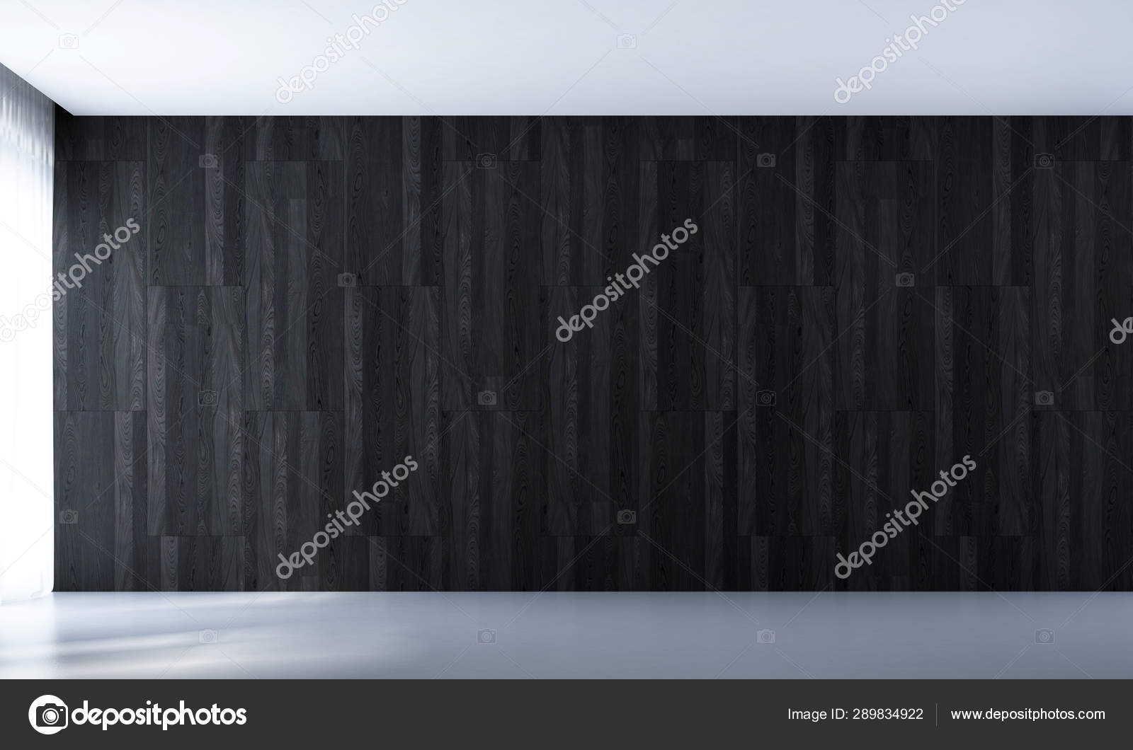 Empty Room Modern Loft Living Room Interior Design Black Wood Stock ...