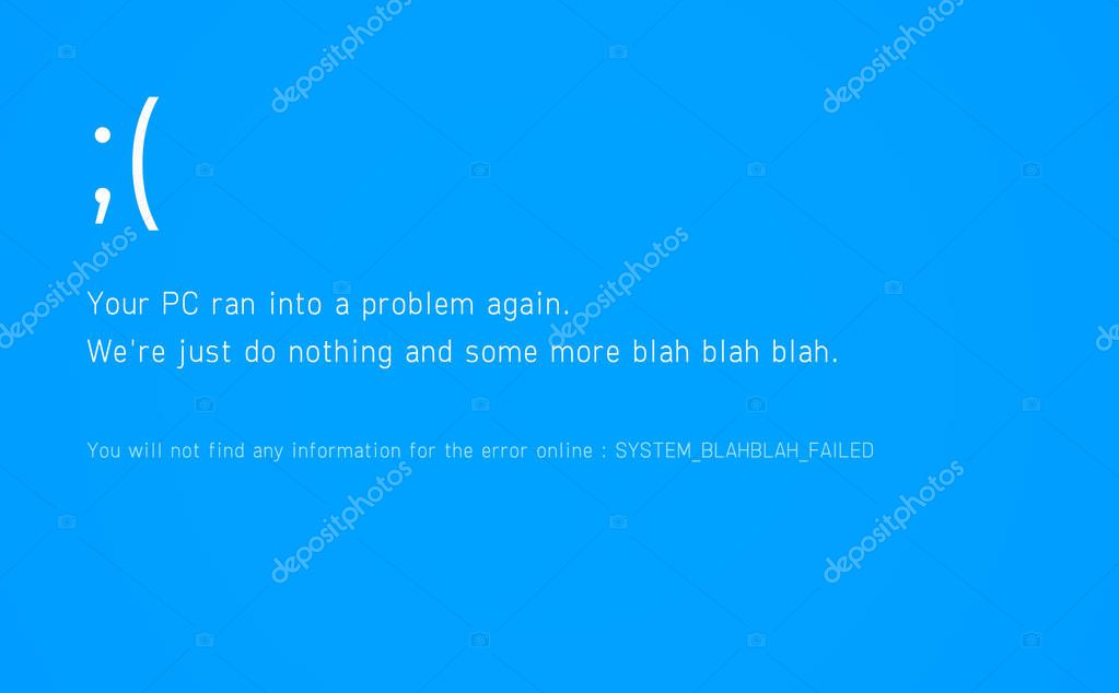 Falsa pantalla azul divertida de la muerte - BSOD. Mensaje de error ...