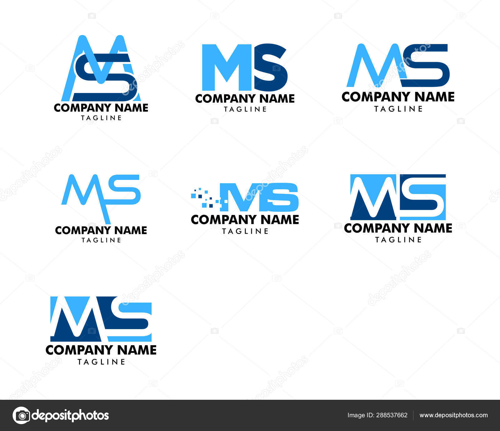 Conjunto de Letra Inicial MS Logo Template Design Vector de stock por ...
