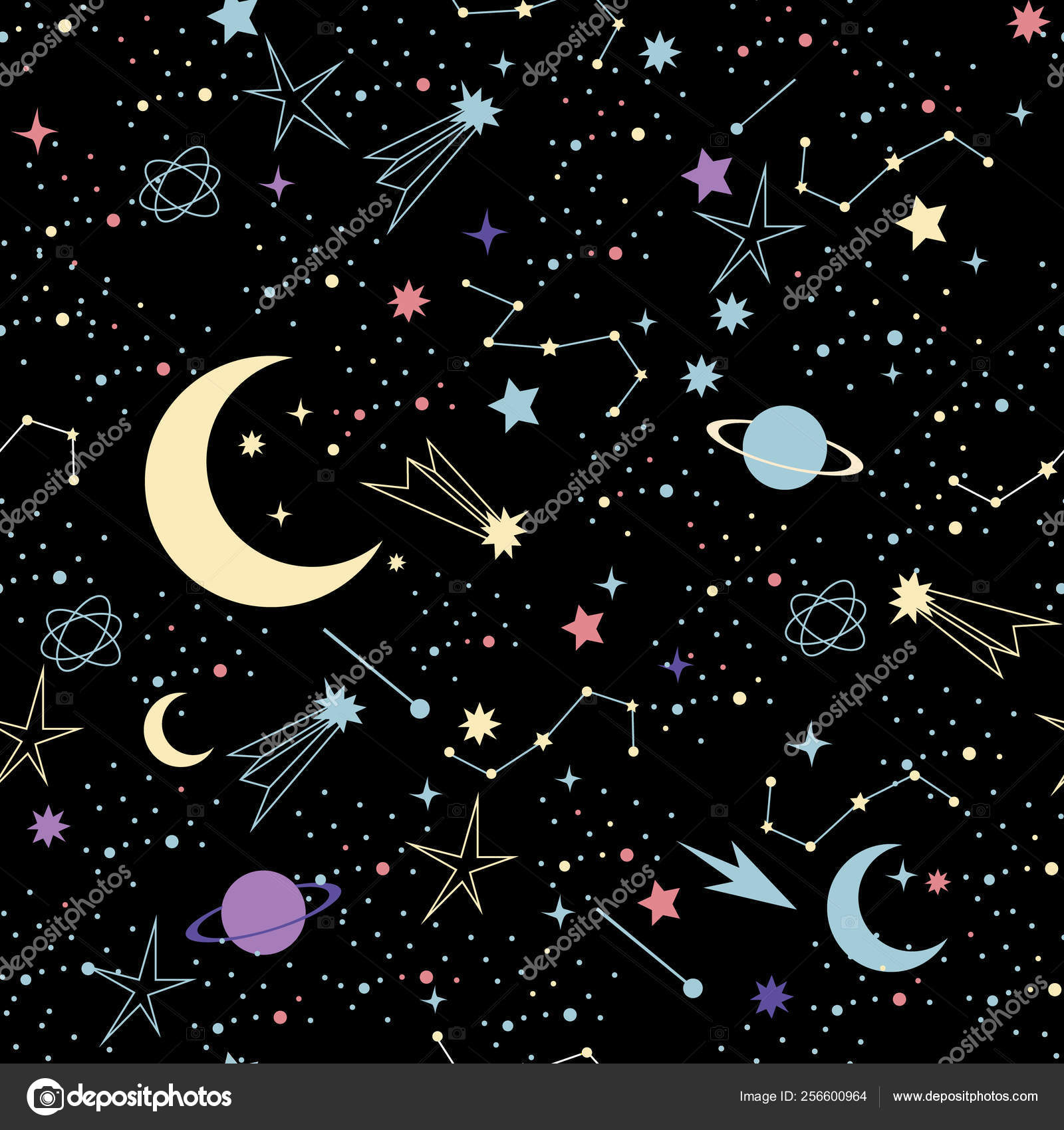 Stars Night Sky Background Space Pattern Space Galaxy Constellation ...