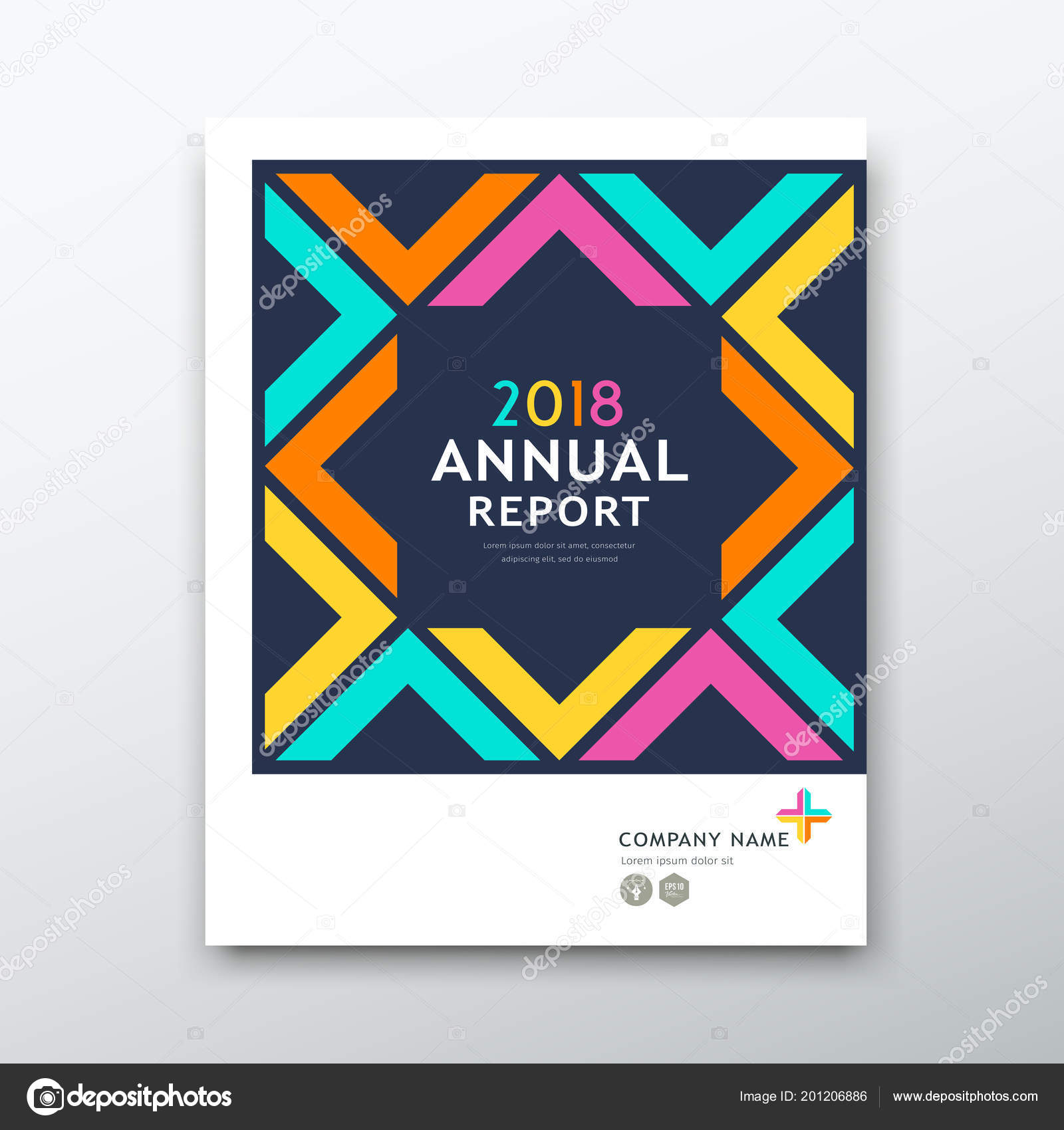 Cover Annual Report Colorful Triangle Pattern Design Background Vector ...