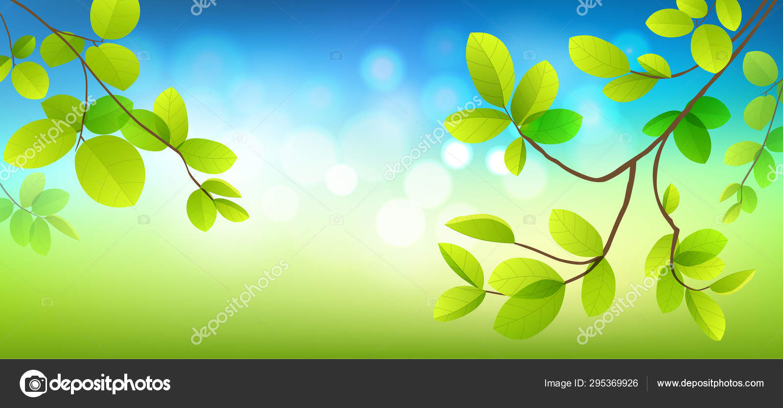 Tropical Green Leaves Banners Natural Background Vector Illustration ...