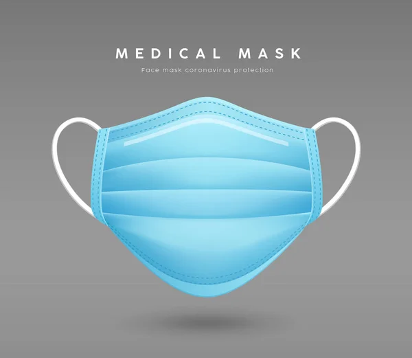 Face Mask Light Blue Color Realistic Mock Template Design Gray Stock ...