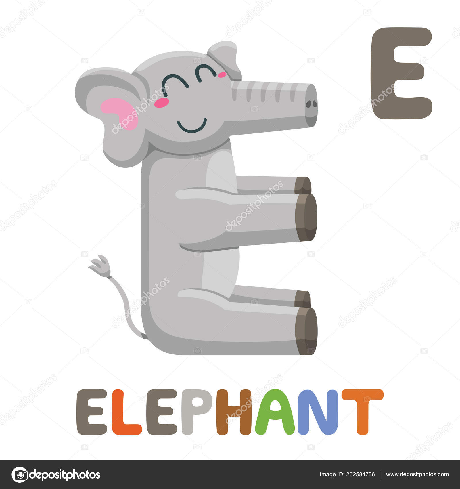 Para Elefante Letra Elefante Linda Ilustración Divertida Alfabeto ...