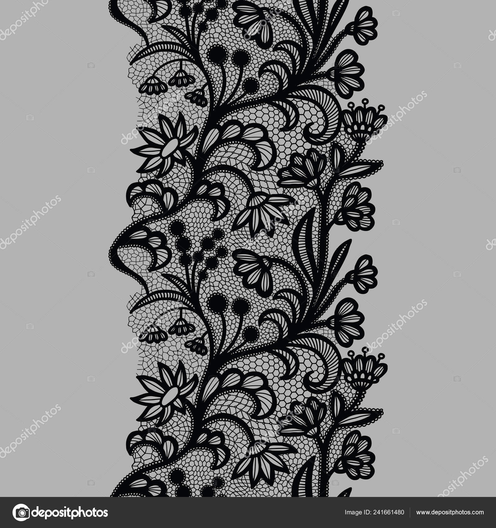 Encaje Negro Vintage Elegante Ajuste Ilustración Vectorial Vector de ...