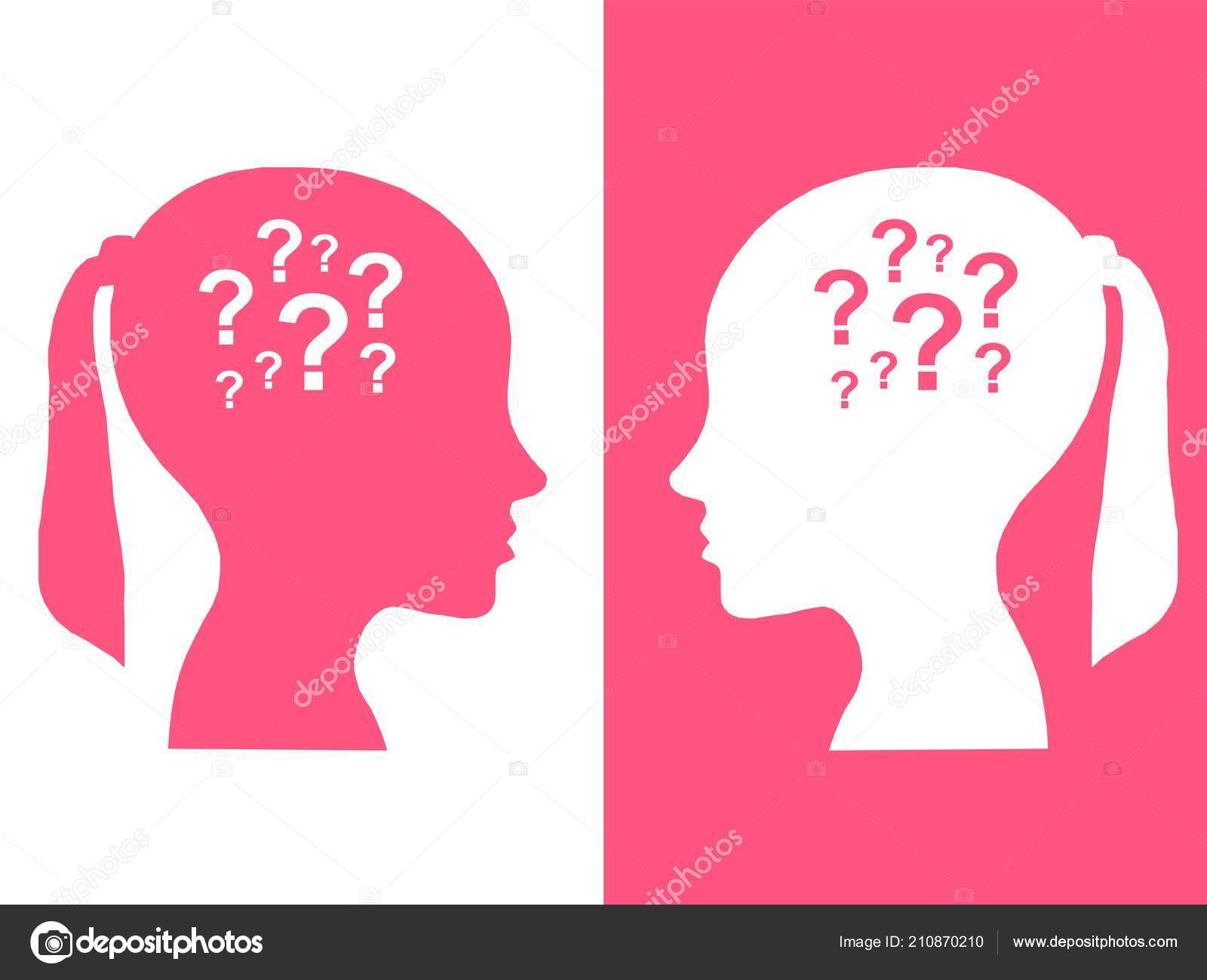 Heads Two People Abstract Brain Concept Question Process Human Thinking ...