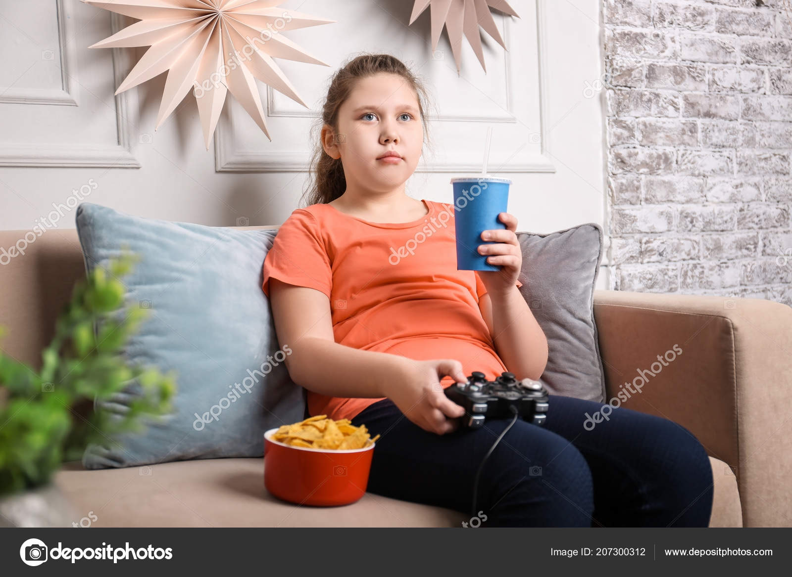 Overweight Kids Playing Video Games