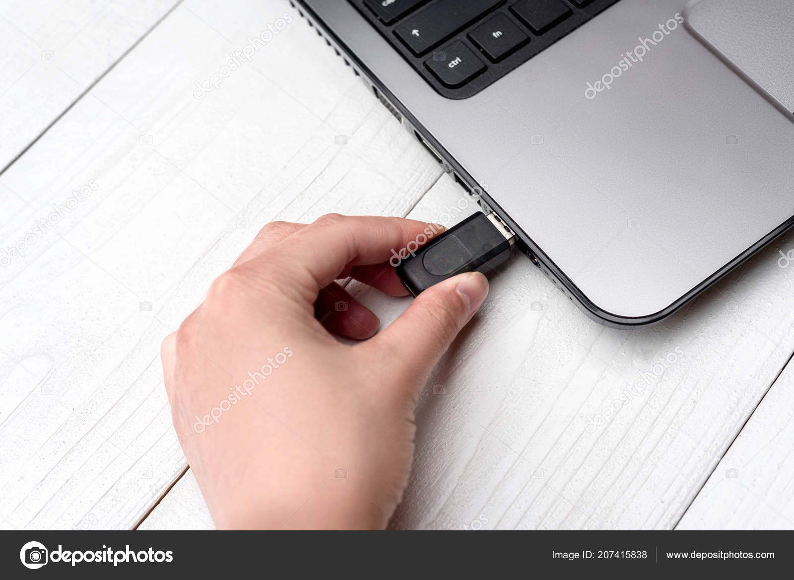 Hand Inserting Usb Flash Drive Laptop Computer White Background Close Stock Photo by ©d_duda ...