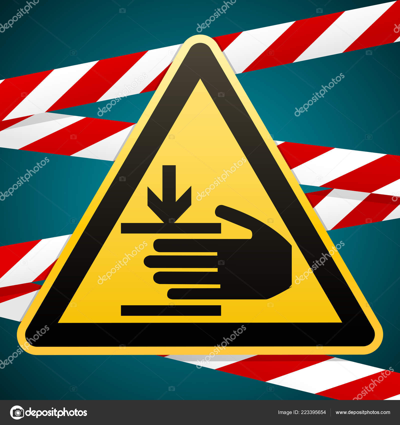 Safety sign.Caution, hands may be injured. Attention is dangerous ...