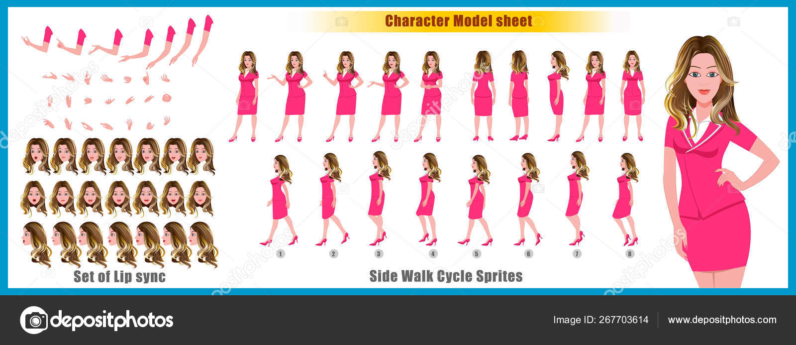 Yürüme Döngüsü Canlandırma Dizisi Ile Hava Hostesi Karakteri Kalıbı ...