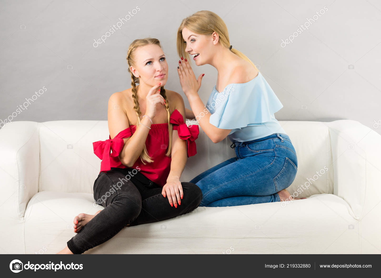 Young Woman Telling Her Friend Some Secrets Two Women Talking — Stock ...