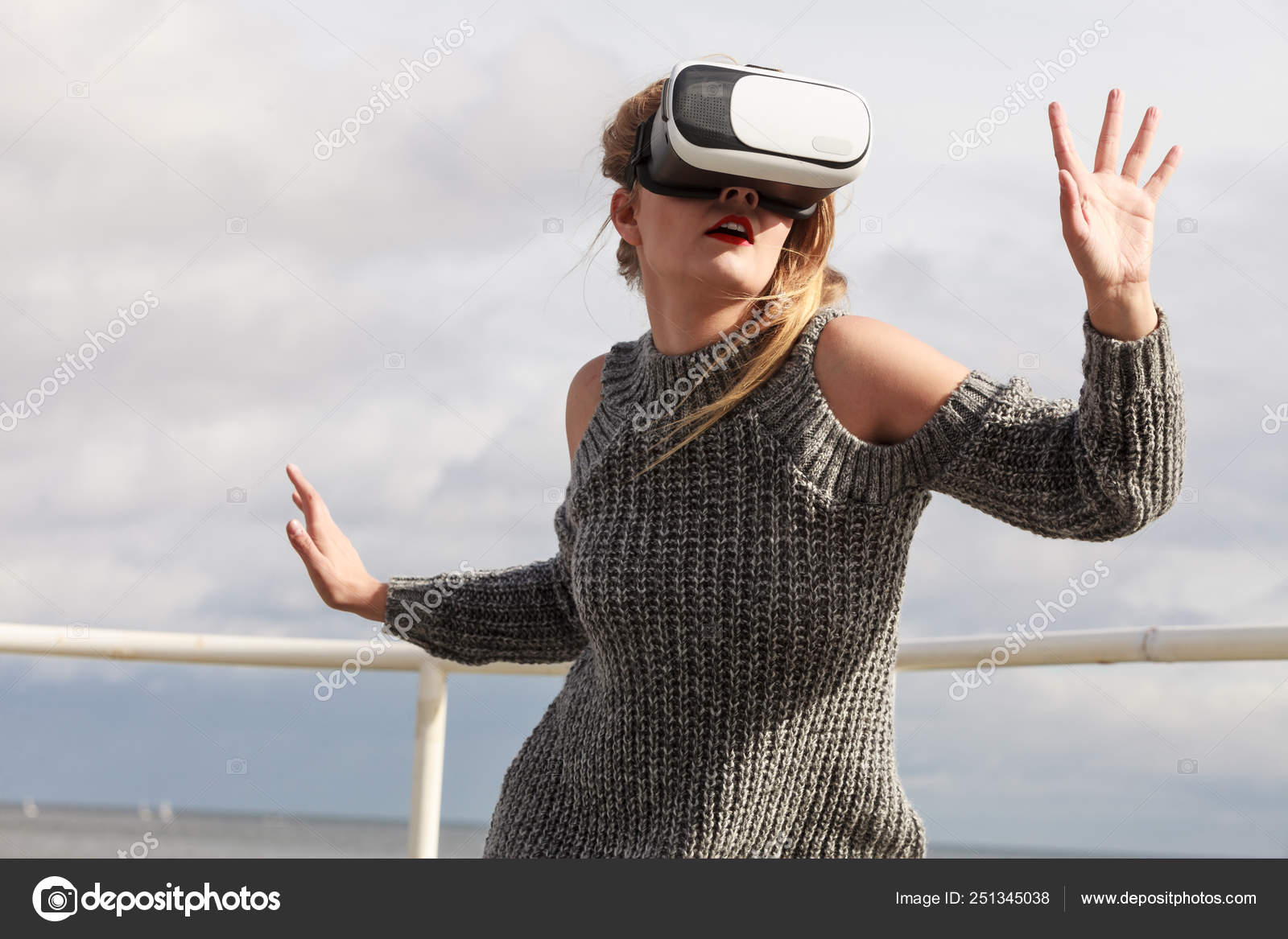 Woman wearing VR outside — Stock Photo © Anetlanda #251345038