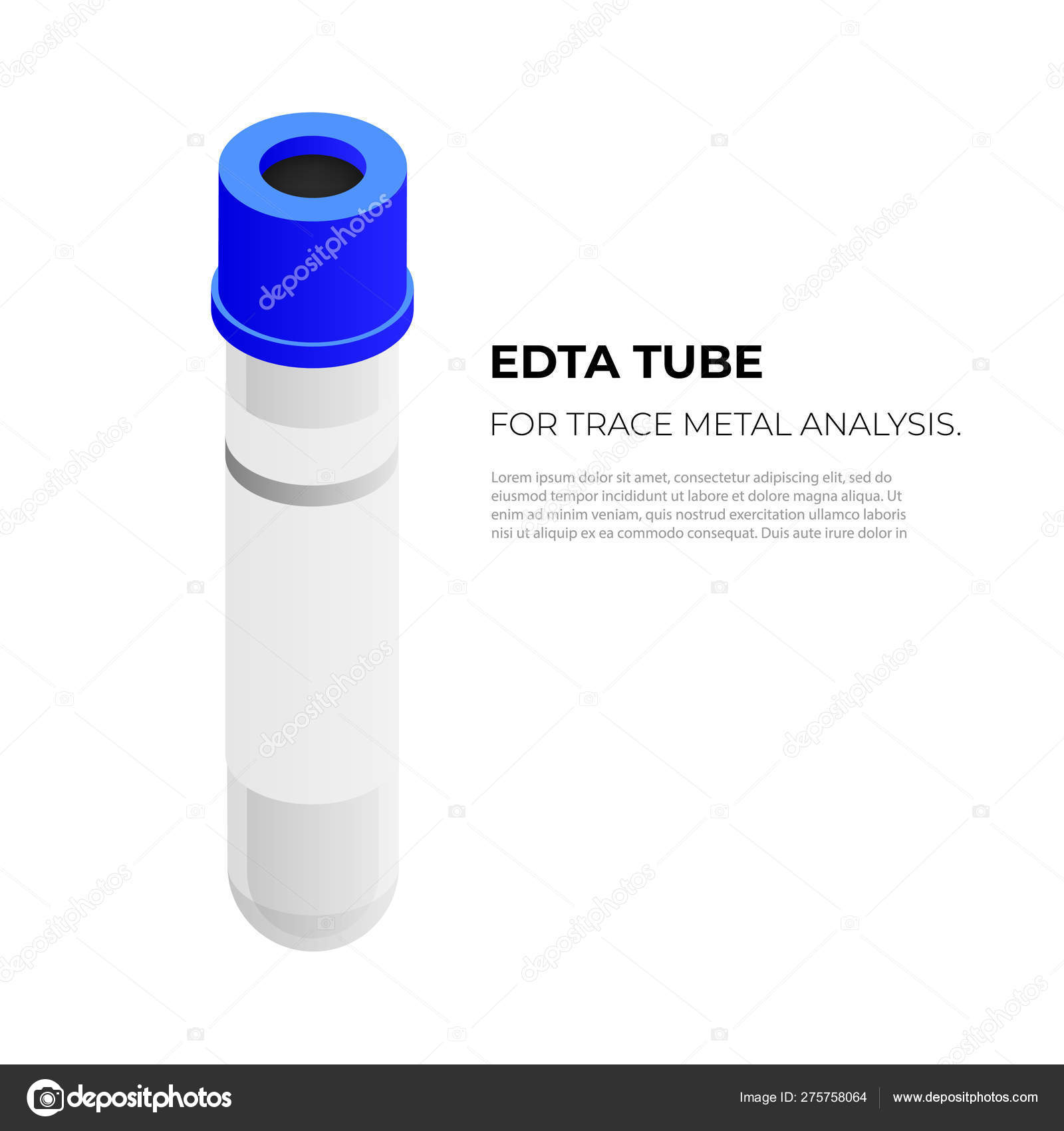 EDTA vacutainer tube for trace metal analysis in isometric design ...