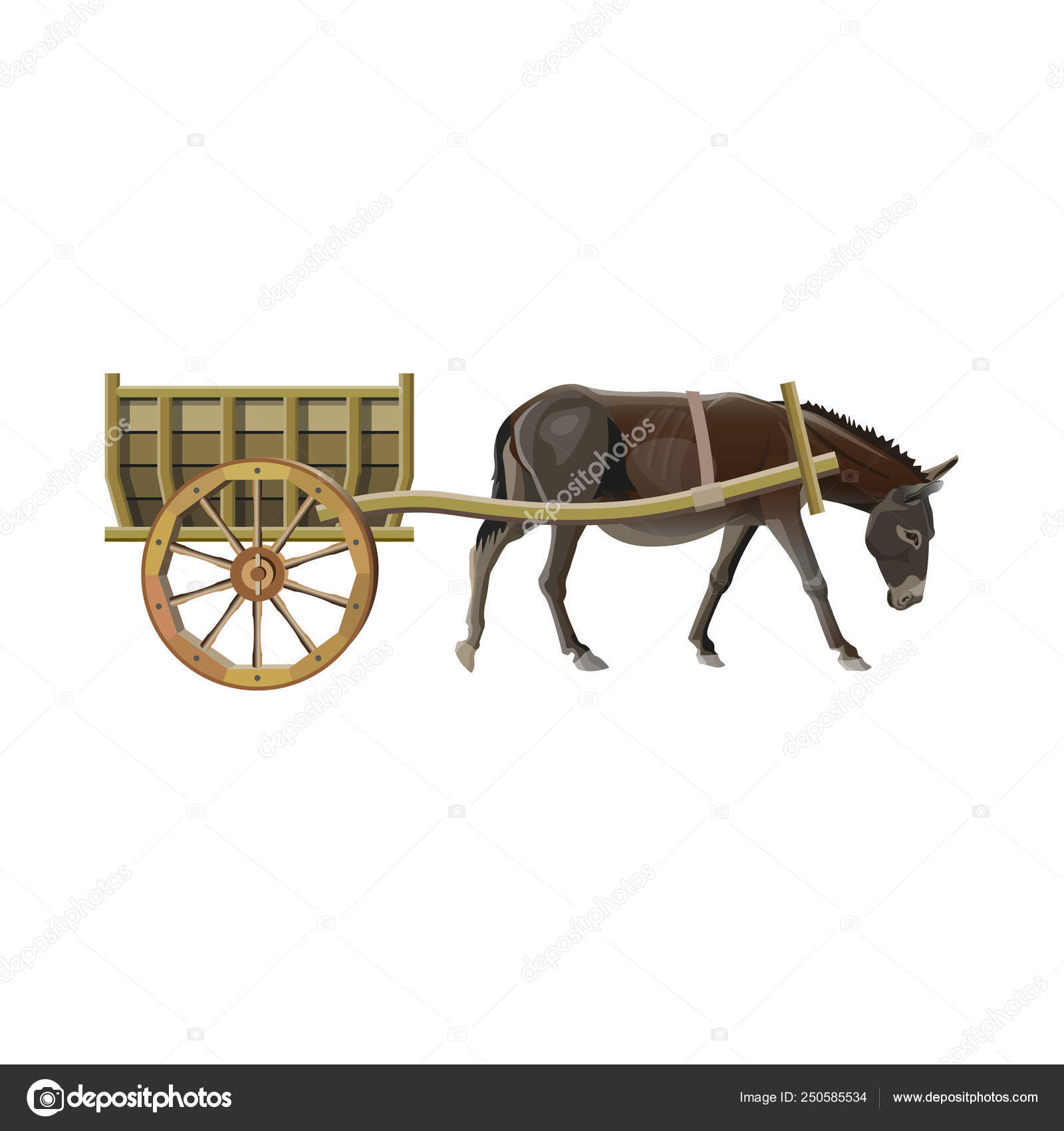 Donkey cart vector Stock Vector by ©newgena 250585534