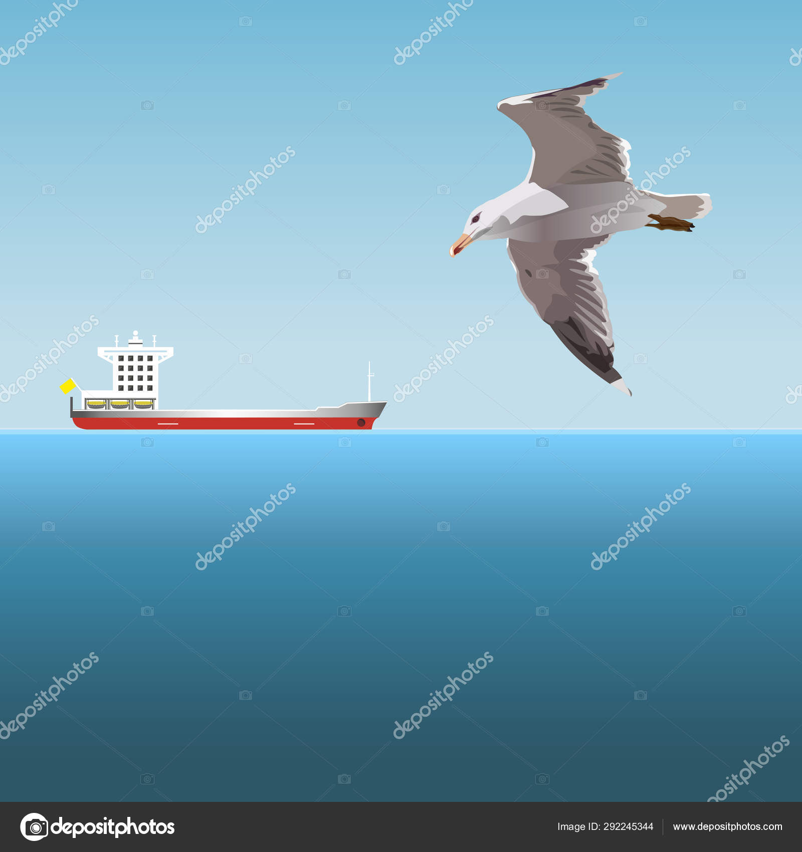 Flying seagull vector Stock Vector by ©newgena 292245344