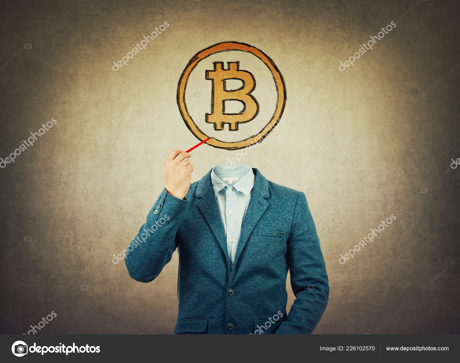 Surreal Image Businessman Invisible Face Holding Pencil His Hand Draw ...