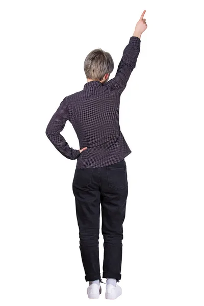 Rear view woman rasing hands Stock Photo by ©1StunningArt 255482846