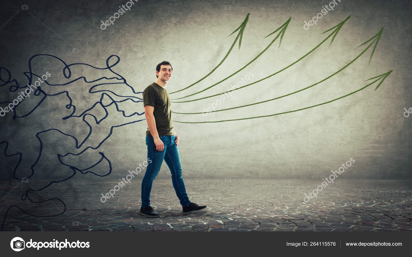 Mess lines transform into straight arrows as ideas Stock Photo by ...