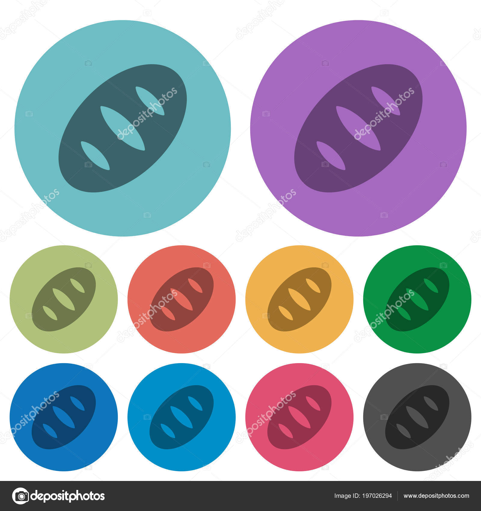 Bread Darker Flat Icons Color Background Stock Vector Image by ...