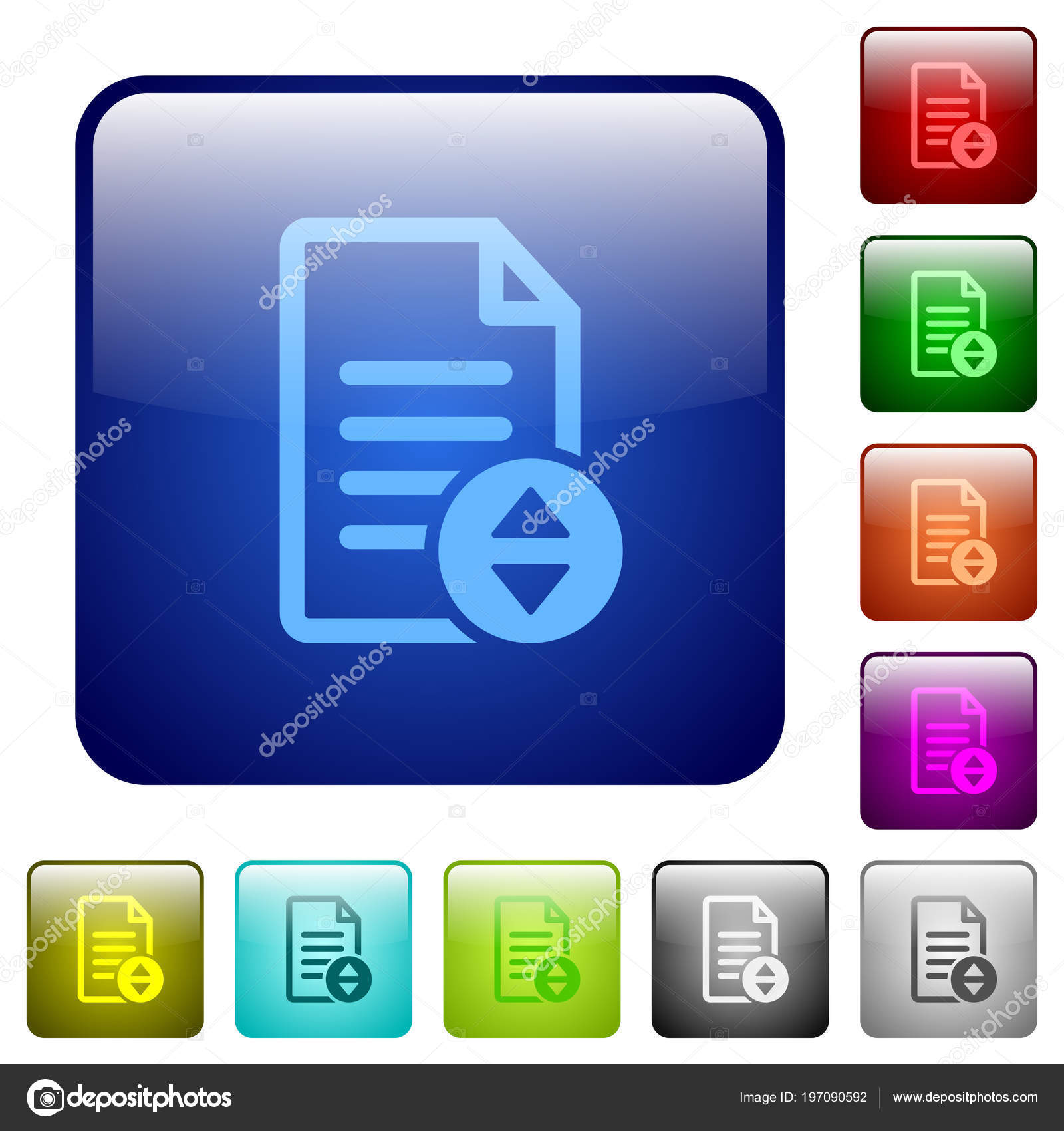 Document Scrolling Icons Rounded Square Color Glossy Button Set Stock ...