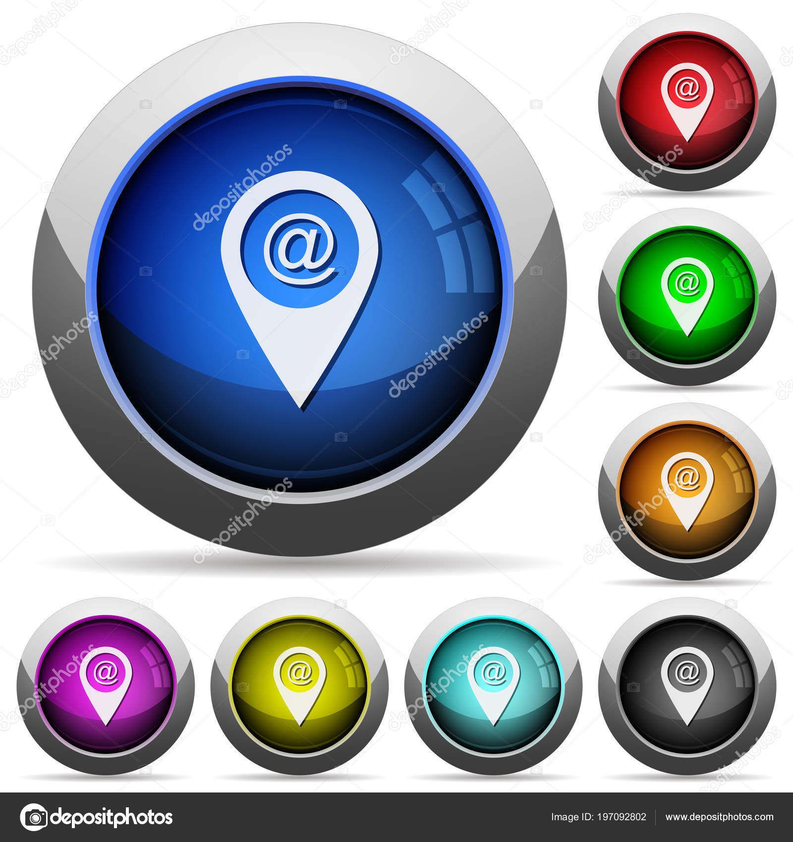 Send Gps Map Location Email Icons Glossy Buttons Steel Frames Stock ...