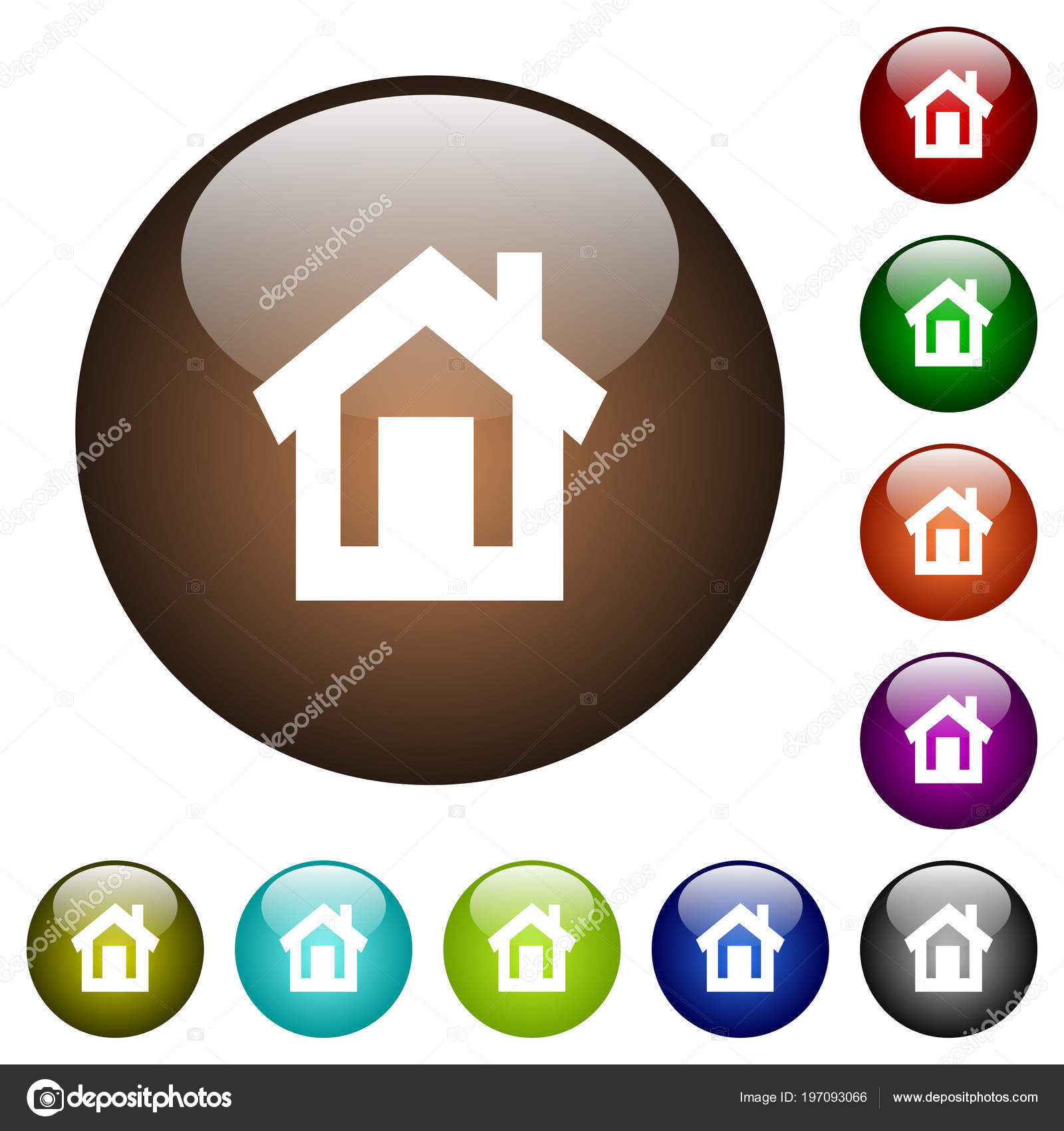 Home White Icons Color Glass Buttons Stock Vector Image by ...