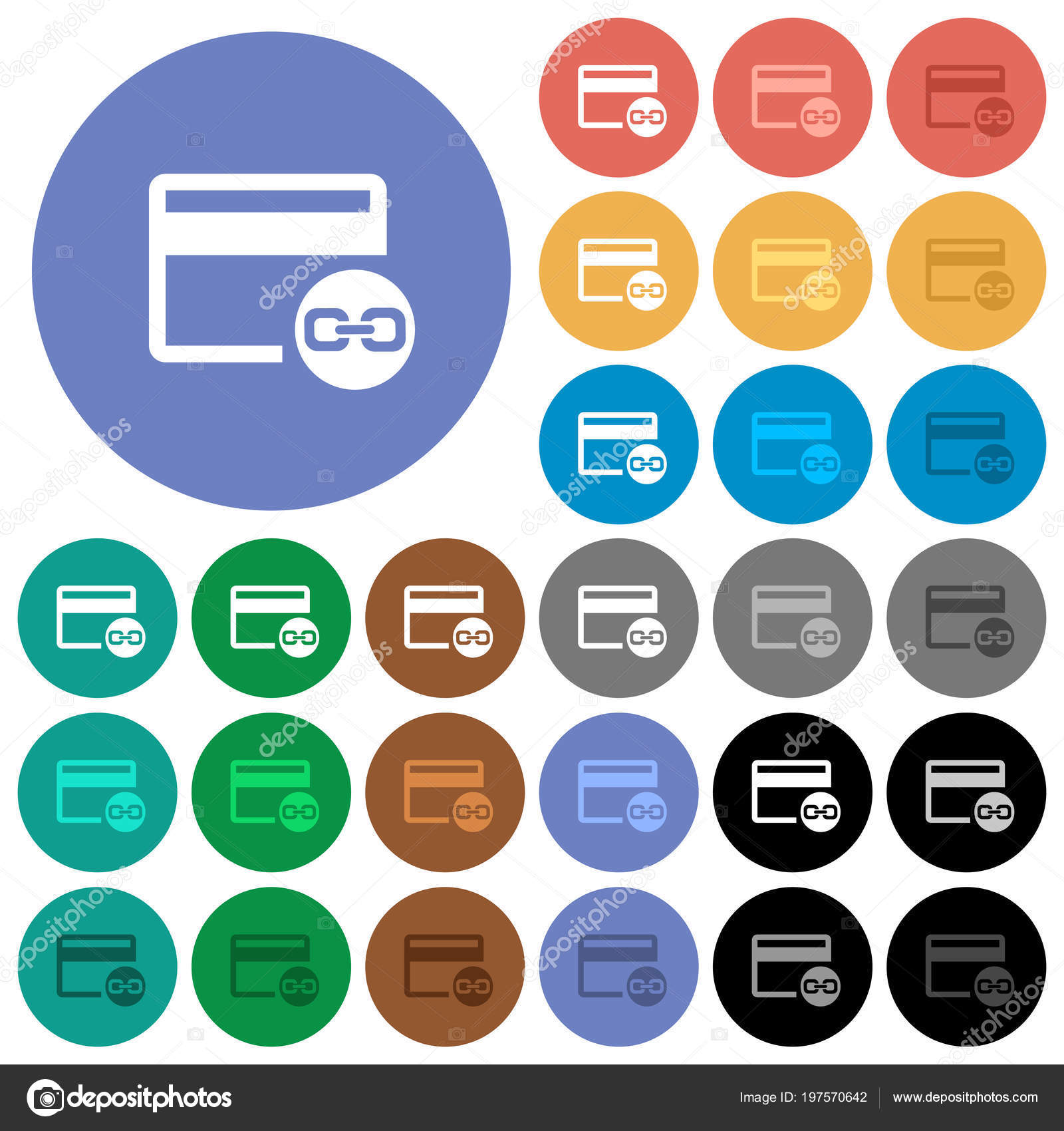 Attach Credit Card Account Multi Colored Flat Icons Backgrounds ...