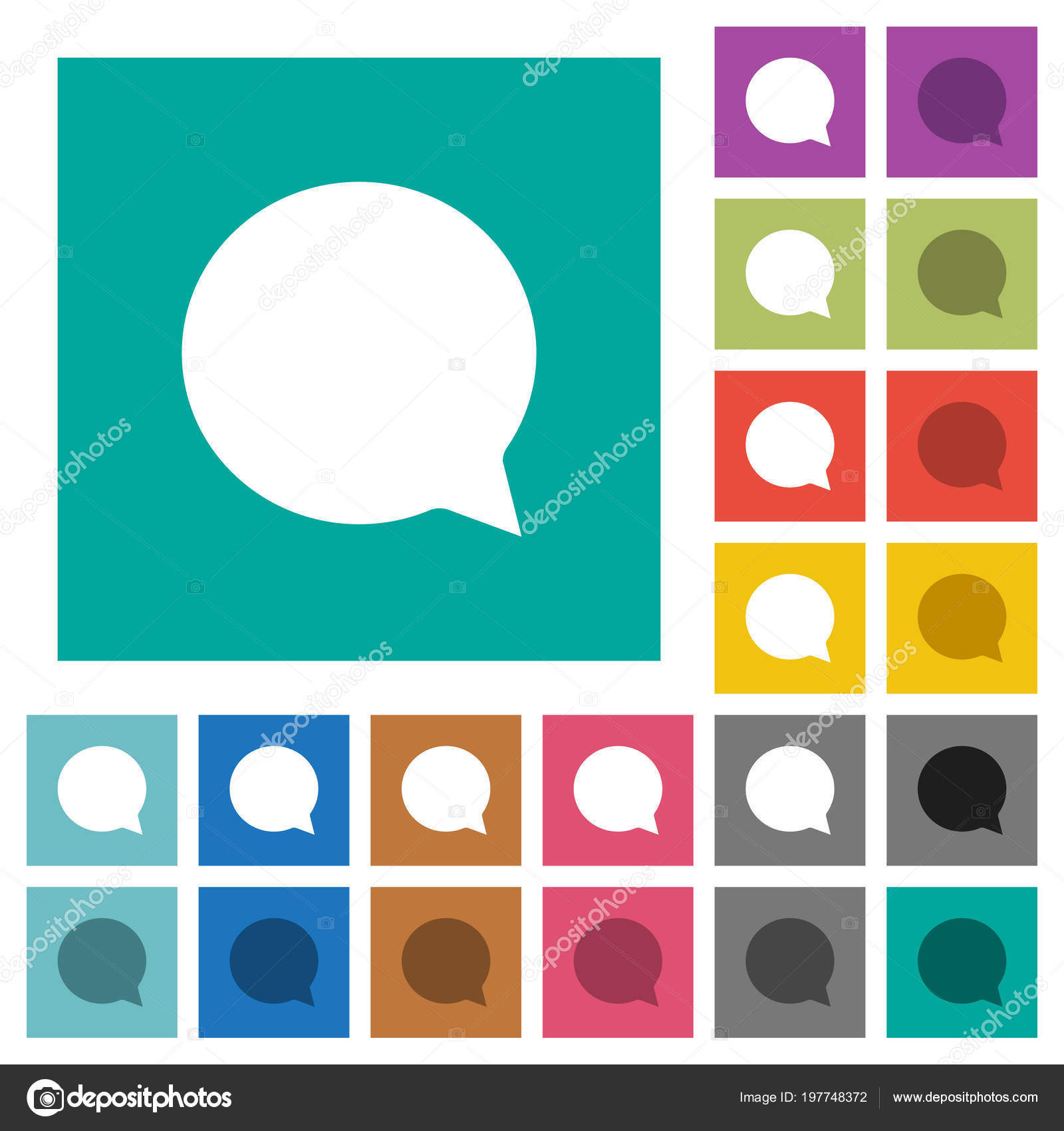 Chat Multi Colored Flat Icons Plain Square Backgrounds Included White ...