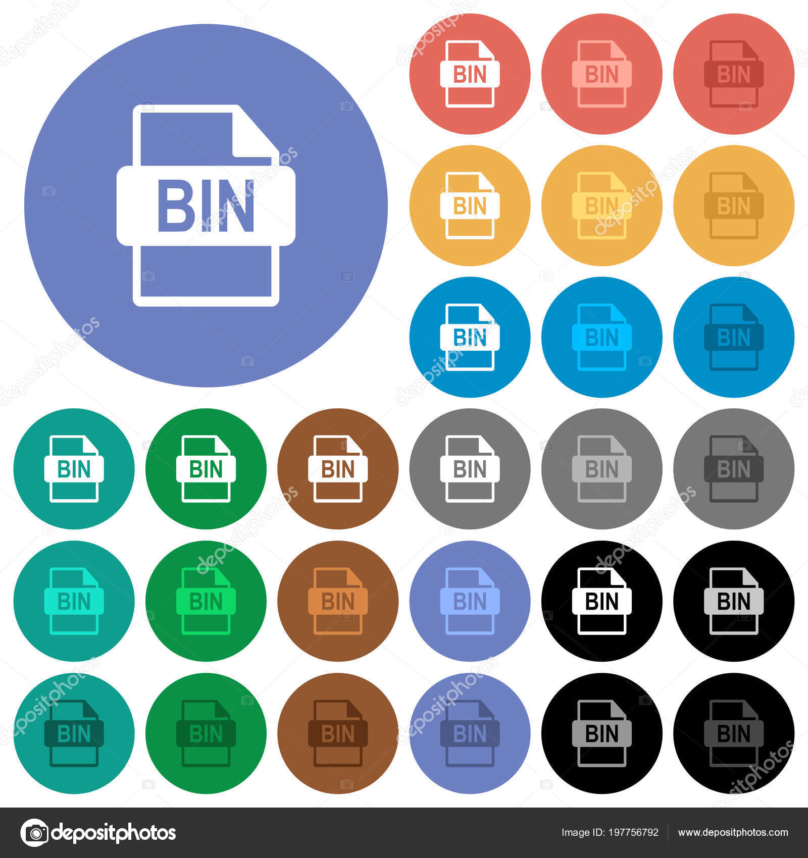 Bin File Format Multi Colored Flat Icons Backgrounds Included White ...