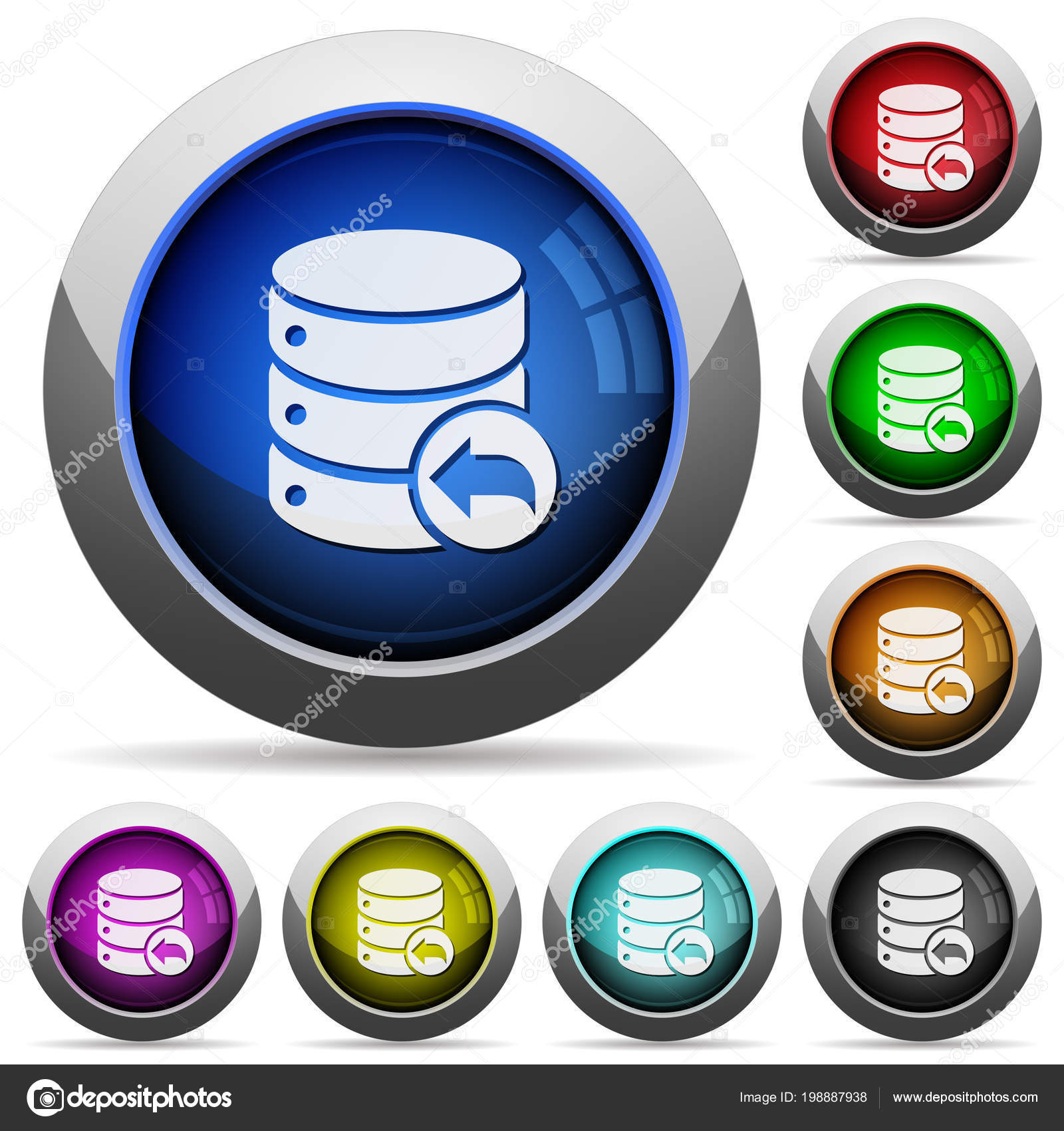 Database Transaction Rollback Icons Glossy Buttons Steel Frames — Stock ... Database Transaction Rollback Icons Glossy Buttons Steel Frames — Stock ...