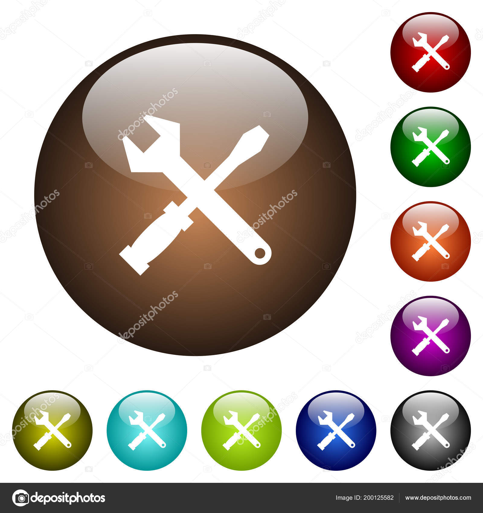 Tool Kit White Icons Color Glass Buttons Stock Vector by ©renegadehomie ...