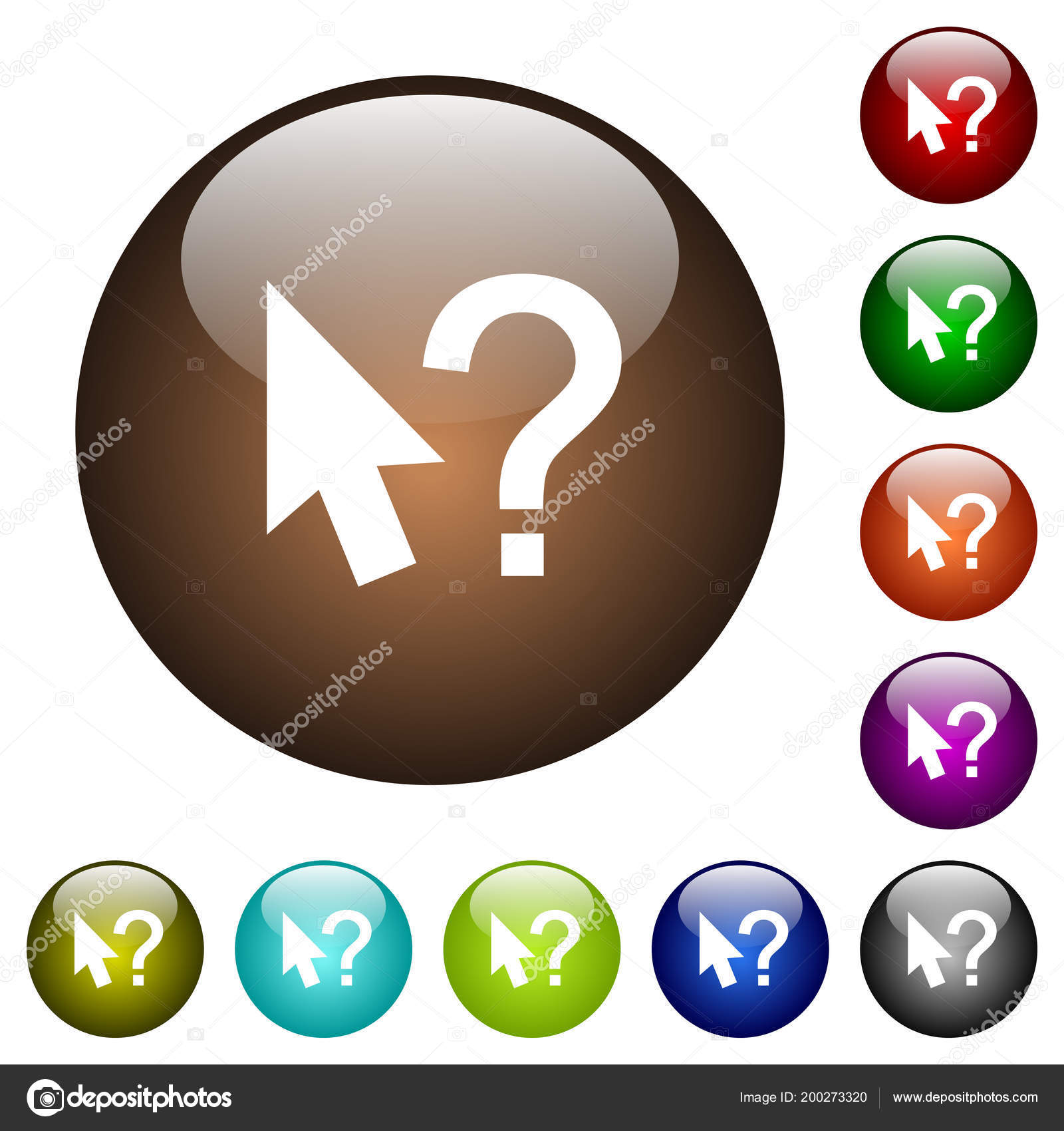 Help Cursor White Icons Color Glass Buttons Stock Vector by ...