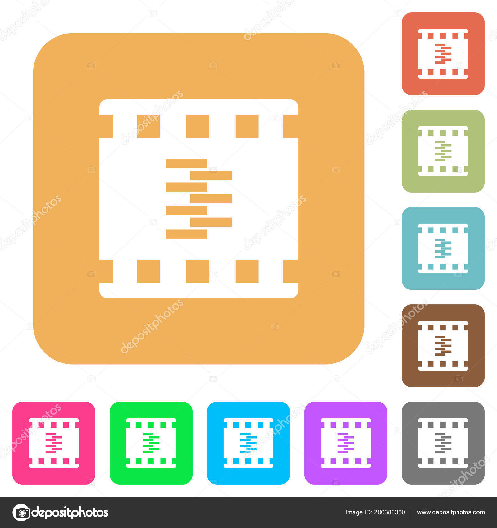 Compress Movie Flat Icons Rounded Square Vivid Color Backgrounds Stock Vector by ©renegadehomie ...