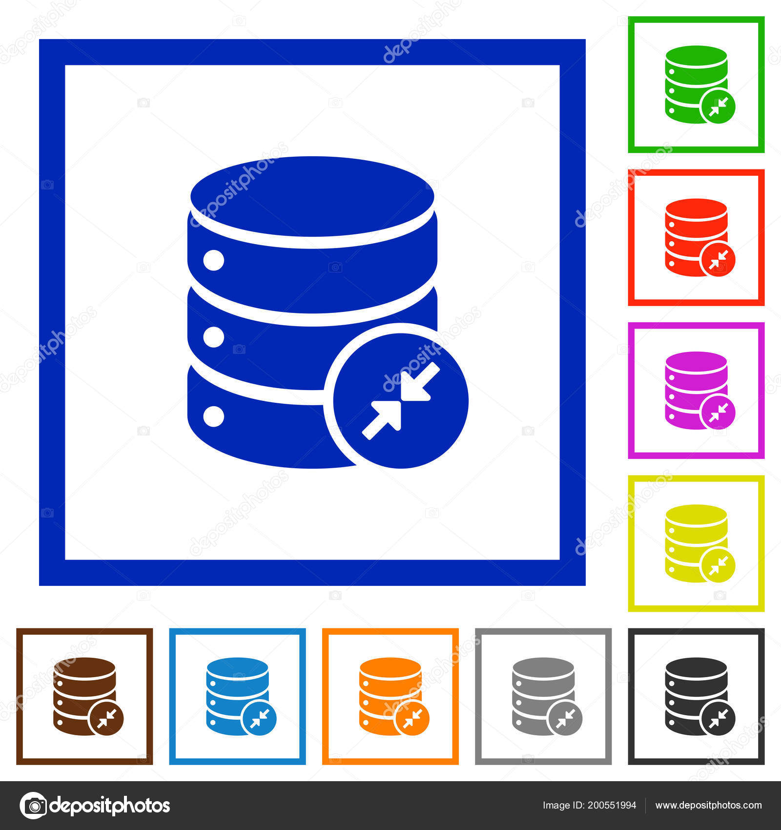 Shrink Database Flat Color Icons Square Frames White Background Stock Vector by ©renegadehomie ...