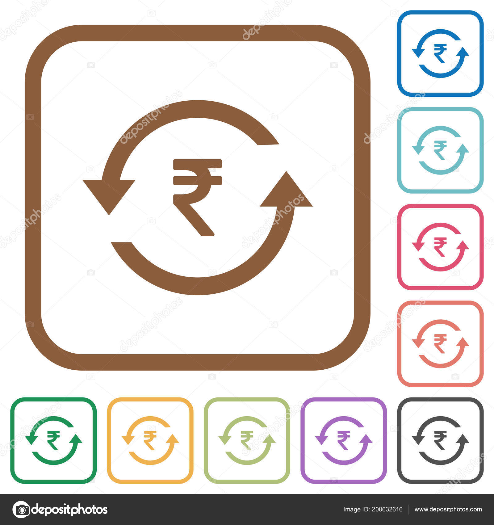 Rupee Pay Back Simple Icons Color Rounded Square Frames White Stock ...