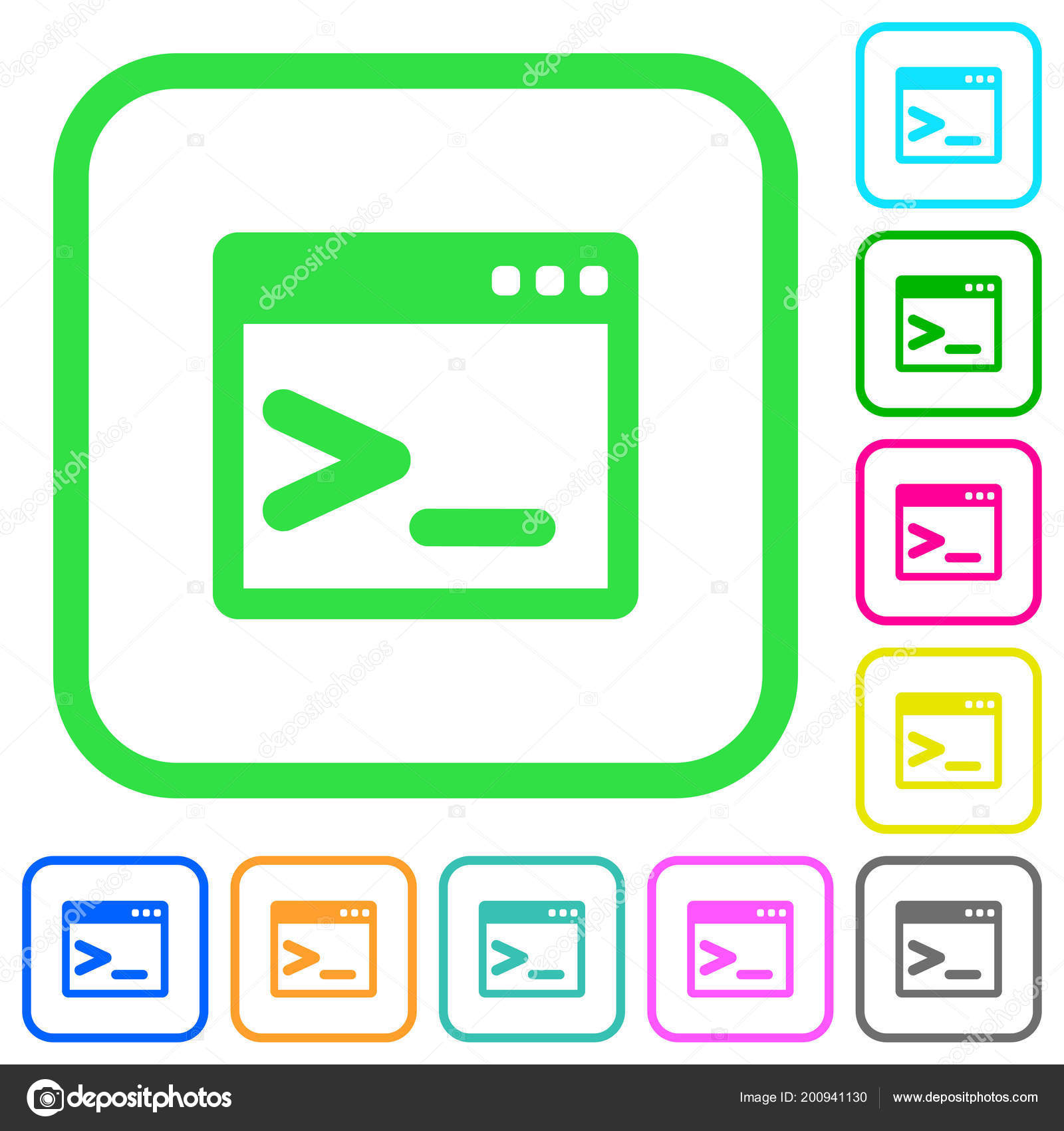 Comando Símbolo Iconos Planos Colores Vivos Bordes Curvos Sobre Fondo ...