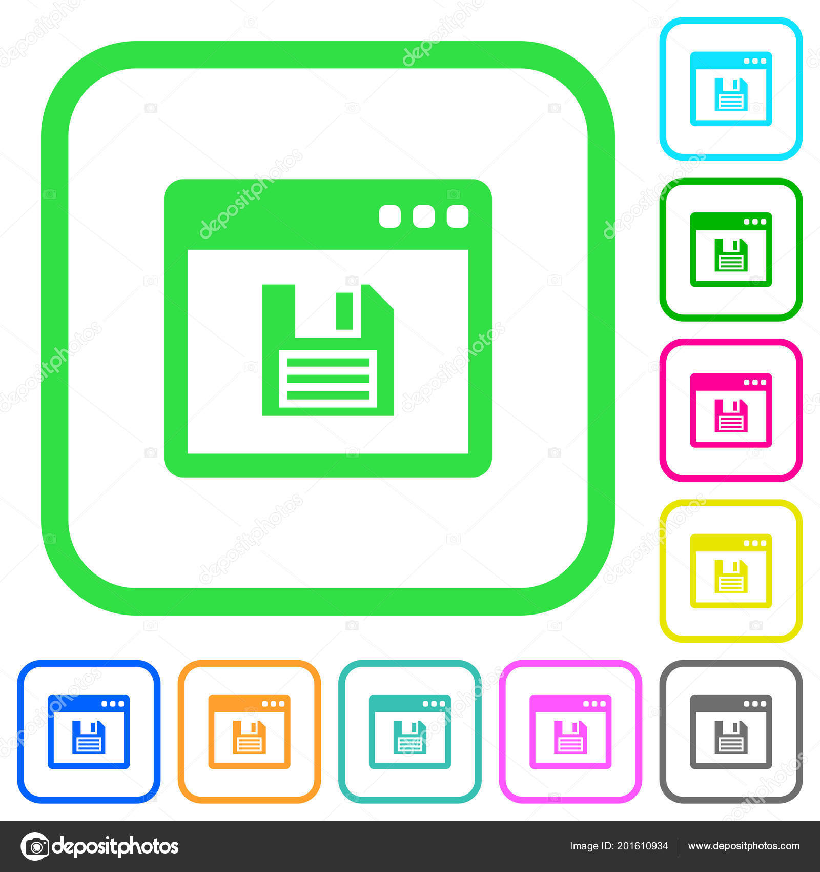 Application Vivid Colored Flat Icons Curved Borders White Background ...