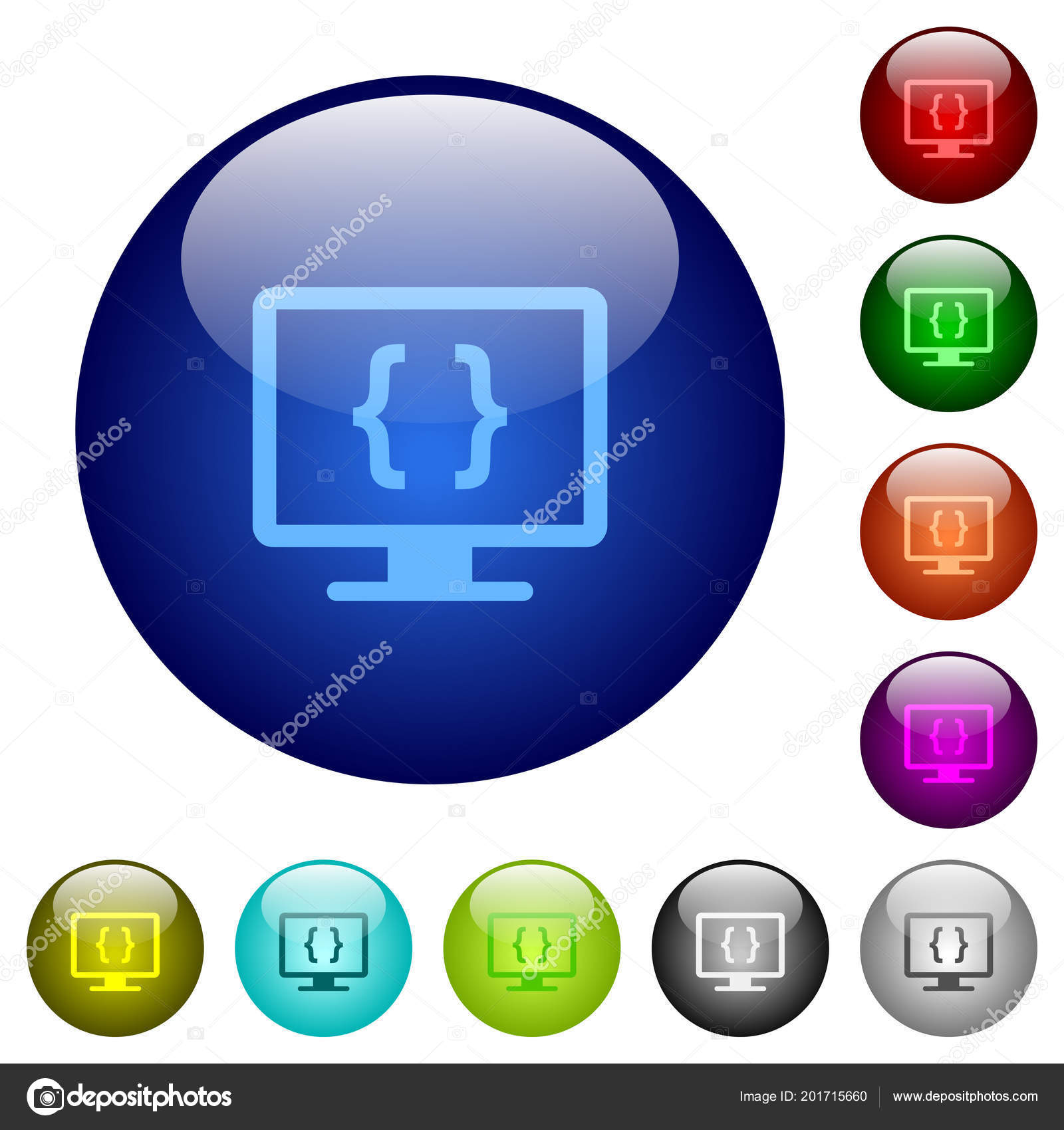 Developing Application Icons Color Glass Buttons Stock Vector by ...
