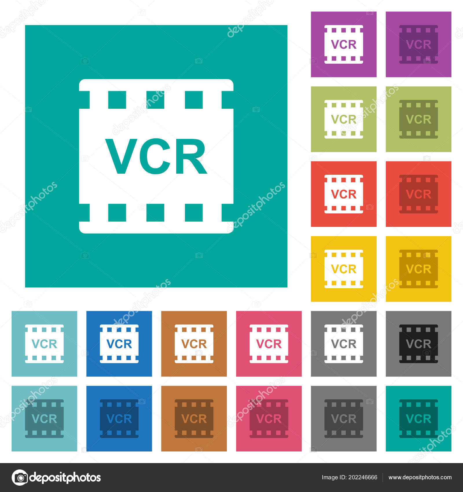 Vcr Movie Standard Multi Colored Flat Icons Plain Square Backgrounds ...