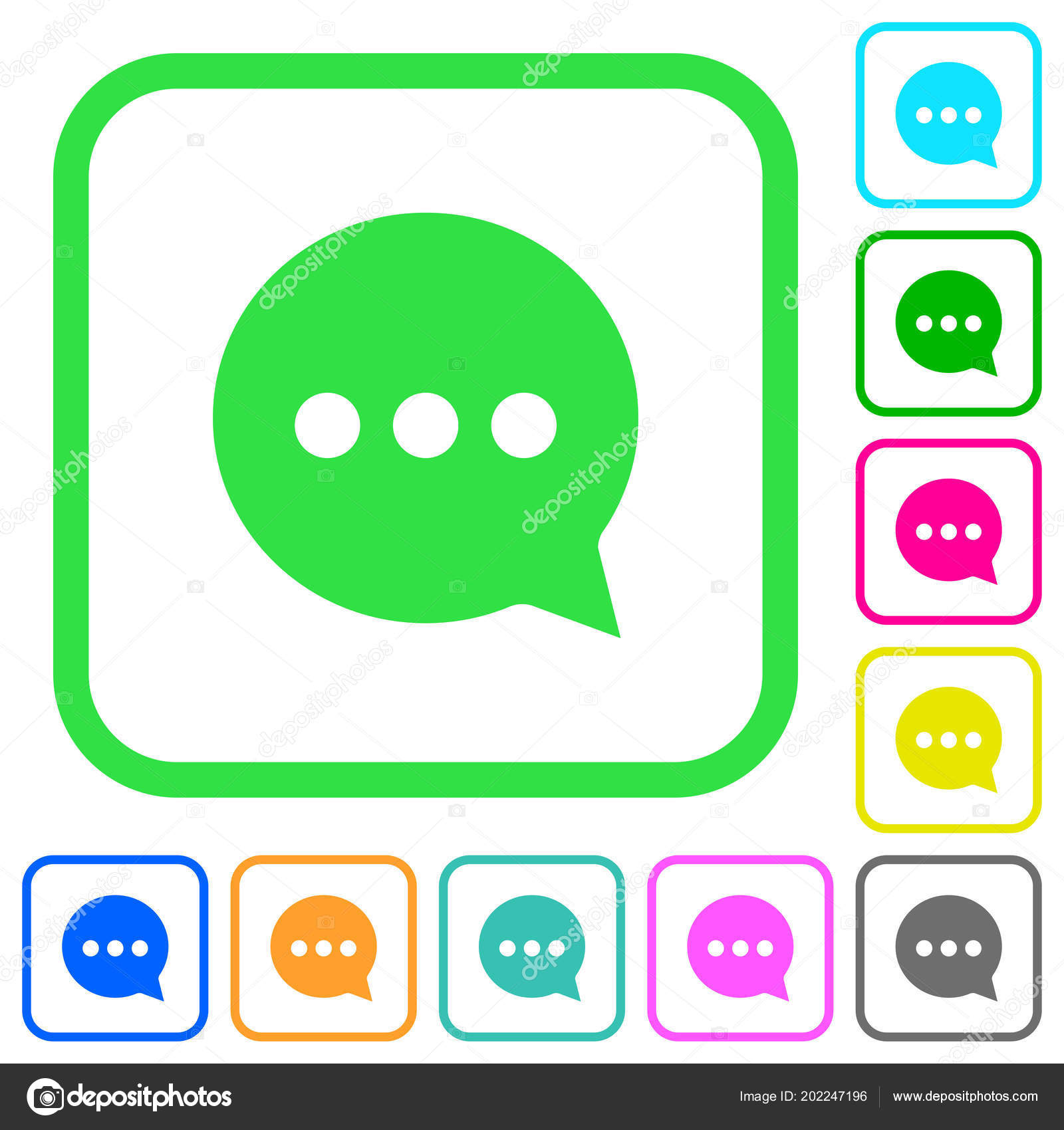 Working Chat Vivid Colored Flat Icons Curved Borders White Background ...