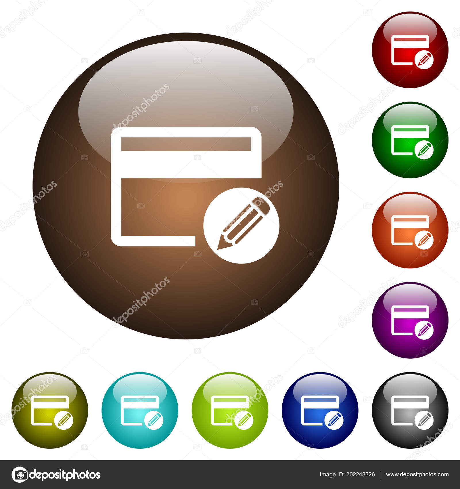 Edit Credit Card White Icons Color Glass Buttons Stock Vector by ...
