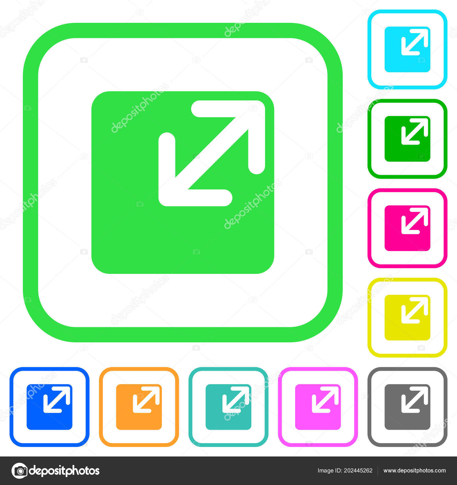 Resize Window Vivid Colored Flat Icons Curved Borders White Background ...