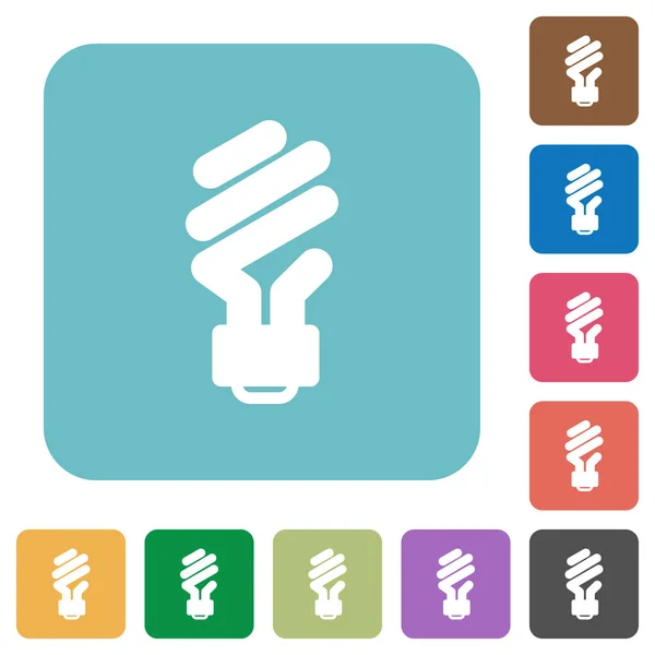 Energy Saving Fluorescent Light Bulb White Icons Edged Square Buttons Stock Vector by ...