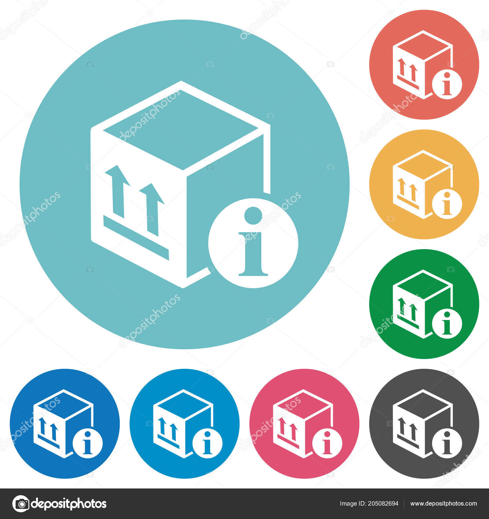 Package Information Flat White Icons Color Backgrounds Stock Vector by ...