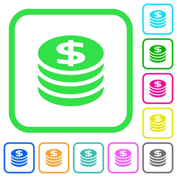 Dollar Sign Vivid Colored Flat Icons Curved Borders White Background ...