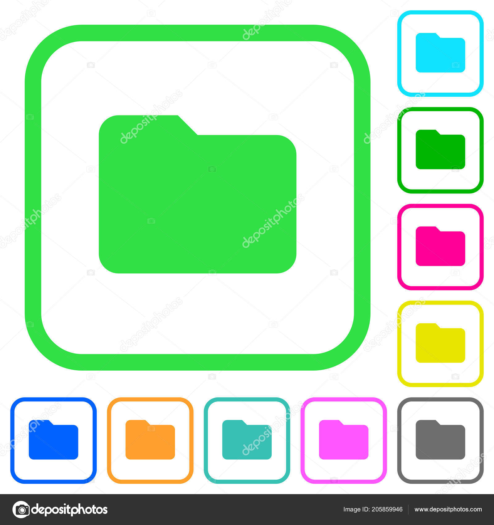 Single Folder Vivid Colored Flat Icons Curved Borders White Background ...