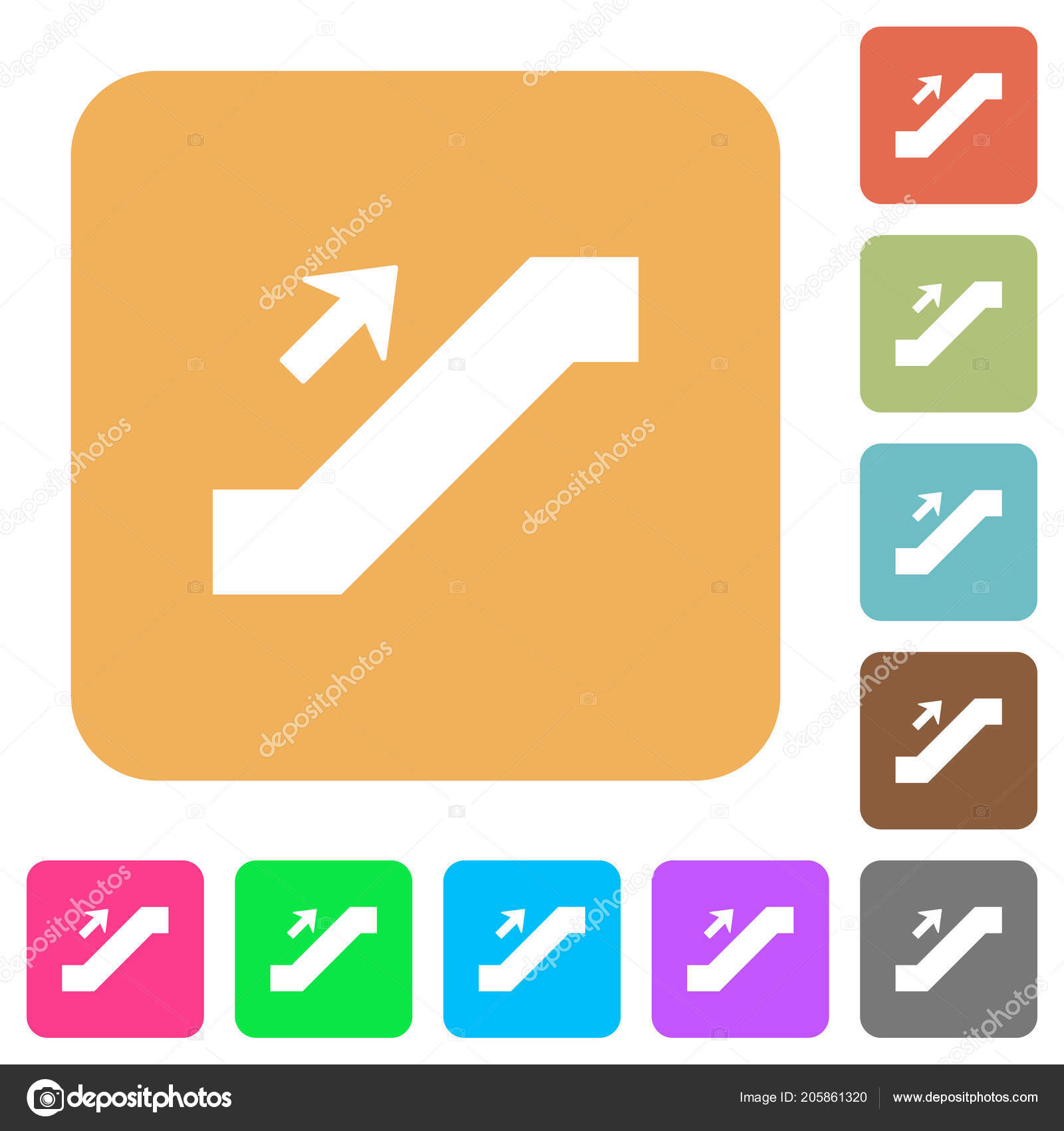 Escalator Sign Flat Icons Rounded Square Vivid Color Backgrounds Stock ...